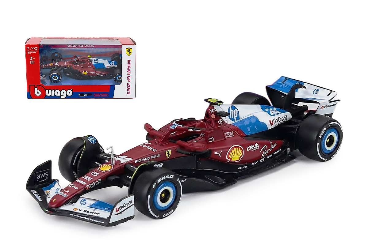 Modellino Ferrari SF-25 GP Miami 2025 Lewis Hamilton Scala 1:43 Burago