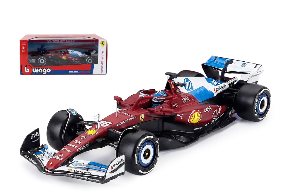 Modellino Ferrari SF-25 GP Miami 2025 Charles Leclerc Scala 1:18 Burago